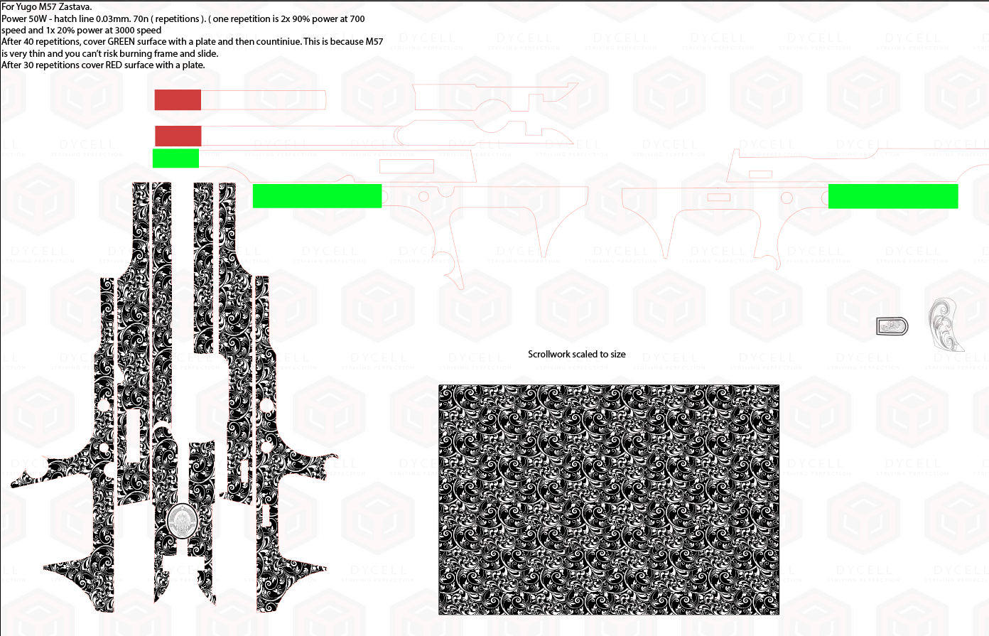Engraving vector artwork CZ Zastava M57 Yugo seamless scrollwork – DYCELL